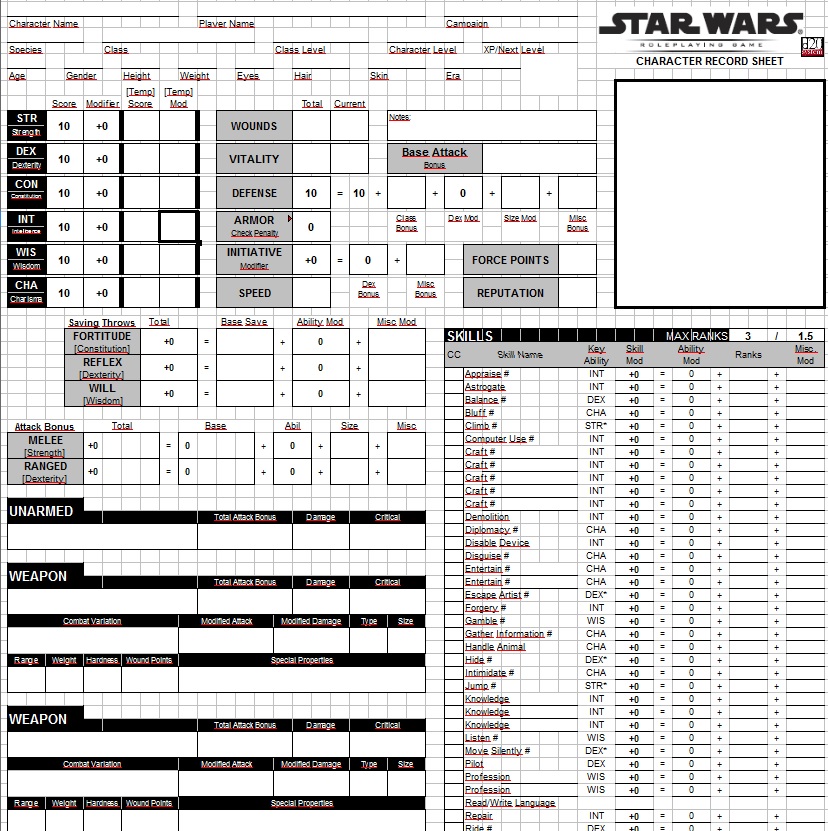 Gertie s D20 Star Wars Excel Character Sheet Updates EN World