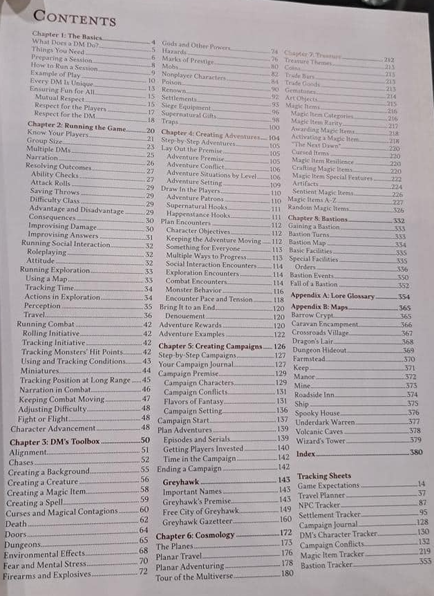 D&D 5E (2024) - Table of Contents for Dungeon Masters Guide Leaked | EN ...