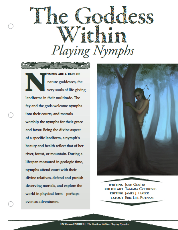 The Goddess Within Playing Nymphs [5e] En World Tabletop Rpg News