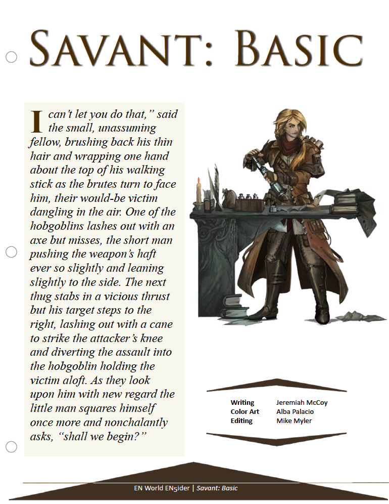 Savant: Basic Class Information | EN World D&D & Tabletop RPG News ...