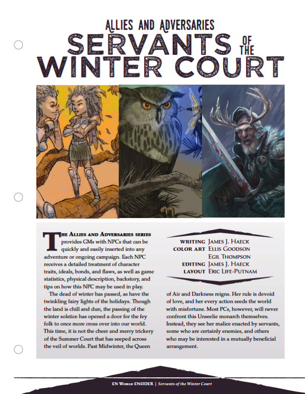 Servants of the Winter Court: 3 Wintry Themed Fey NPCs for 5E | EN ...