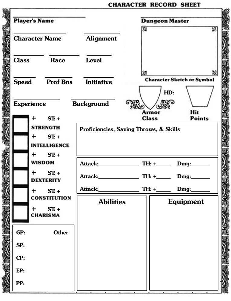 5E Classic/BX looking character sheet for 5e?