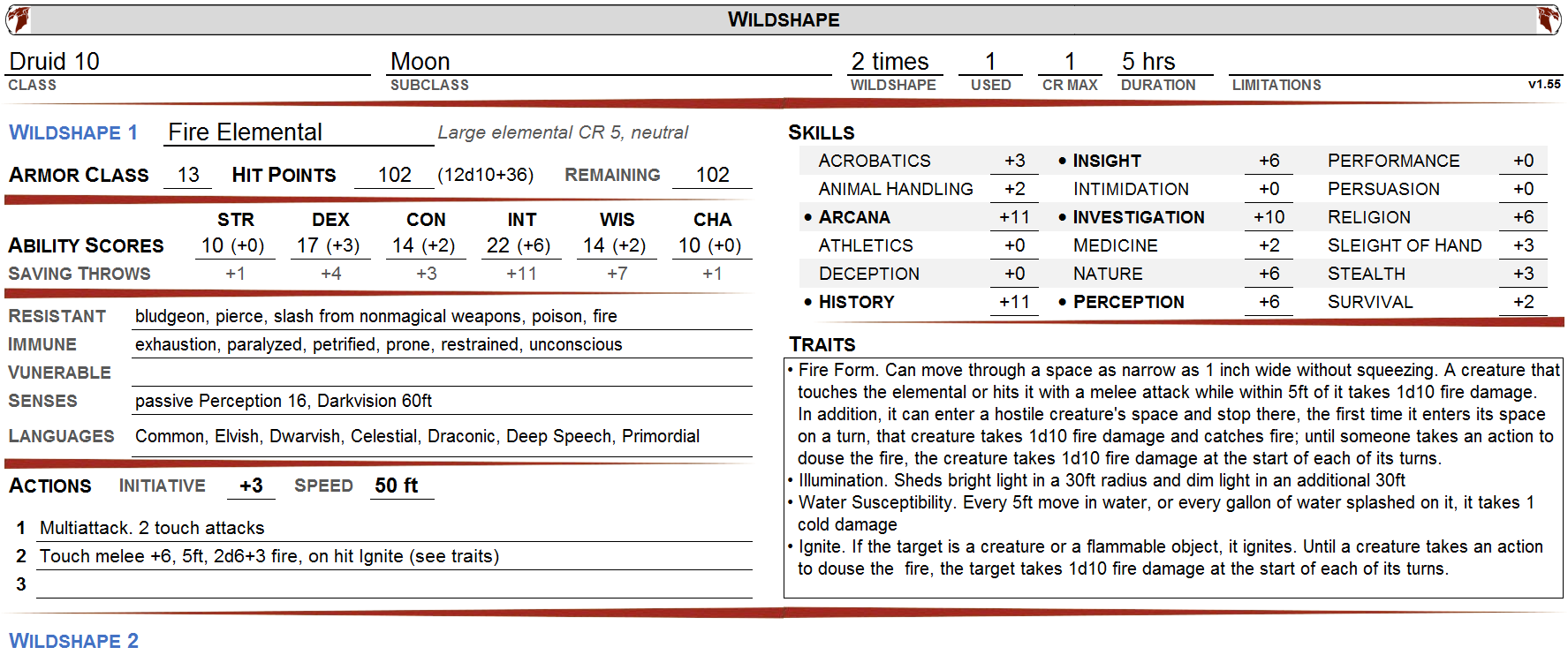 Wild Shape 5e - starmaryland